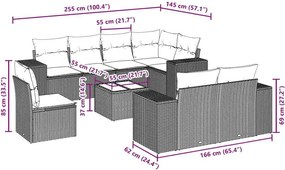 9dílná zahradní sedací souprava s poduškami černá polyratan 3255183