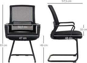 HOMCOM Křeslo do Kanceláře s Mřížkovaným Potahem, Ergonomické Křeslo na Schůzky s Kluznou Podlahou, pro Zasedací Místnost, Ložnici, Čekárnu, Recepce,…