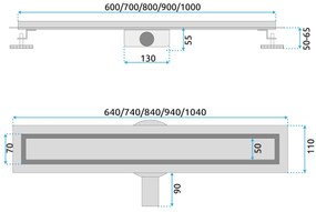 Rea Neox Pro, odtokový sprchový žlab 80cm, zlatá matná, REA-G2703