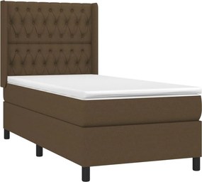 Box spring postel s matrací a LED tmavě hnědá 90x190 cm textil 3138520