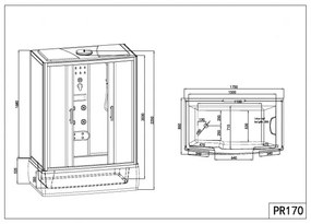 NIKIDO Sprchový a masážní box s vanou  NEVADA 170x85x223 (PR170)