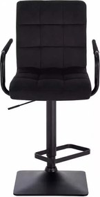 LuxuryForm DESIGN Barová židle VERONA BLACK VELUR na černé hranaté podstavě - černá