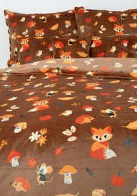 MK Lůžkoviny Francouzské mikroplyšové povlečení Exclusive - Podzimní les hnědý 220 × 200 cm, 2ks 70 x 90 cm