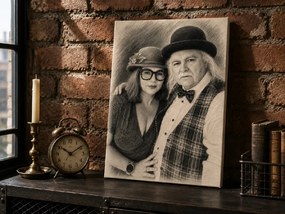 Nostalgický uhel a skica –  Portrét na plátně z vaší fotky