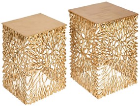 OnaDnes -20% Moebel Living Set dvou zlatých kovových odkládacích stolků Wiktor 30x30/33x33 cm