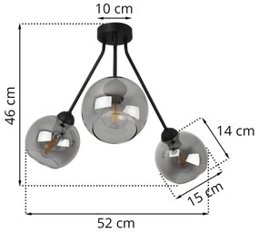 Stropní svítidlo Haga Trio, 3x grafitové skleněné stínítko
