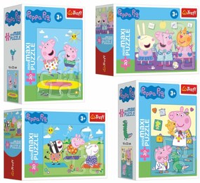 Trefl Minipuzzle miniMaxi 20 dílků Prasátko Peppa/Peppa Pig 4 druhy v krabičce 11x8cm 24ks v boxu