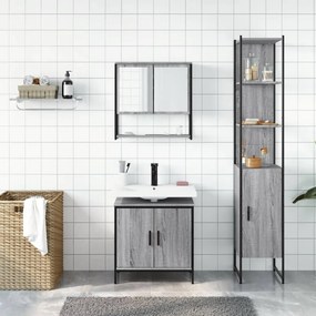 3dílný set koupelnového nábytku šedý sonoma kompozitní dřevo 3214683