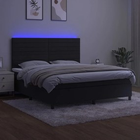 Box spring postel s matrací a LED černá 180x200 cm samet 3136199