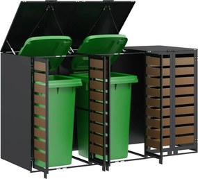 Úložný box na 3 popelnice Ocel Antracit 3394769
