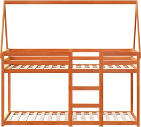Patrová postel se střechou voskově hnědá 90x200 cm borové dřevo 3282078