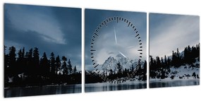 Obraz - Na zamrzlém jezeře (s hodinami) (90x30 cm)