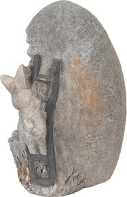Šedá dekorace králíčci na vajíčku v dekoru kamene - 22*18*27 cm