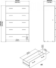 FALCO Komoda Sid 5S bílá