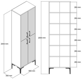 Designová víceúčelová skříň Zaidin 200 cm antracitová