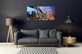 Obraz na skle Most Město Voda 120x60 cm