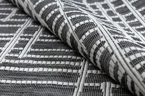 Dywany Łuszczów, Kusový koberec Sion Sisal Trellis 22144 black/ecru – na ven i na doma, 140x190, šedá, chodba / předsíň