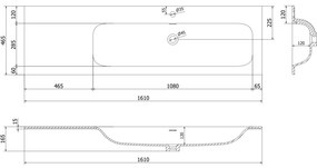 Mexen Orio, koupelnová skříňka 160 cm s pravým umyvadlem Vela, 2S, 1D, bílá lesklá, 91A13-16047-3-BBFFF00-W23P00