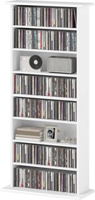 HOMCOM úložná jednotka na CD a DVD, multimediální úložná jednotka s 8 přihrádkami a 6 nastavitelnými policemi, maximální kapacita 360 CD/185 DVD a Bl…