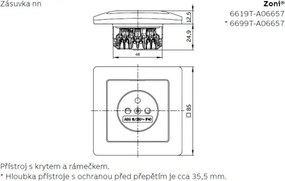 ABB Zoni zásuvka matná bílá 6619T-A06657 240 s clonkami (2CHT196657A4240)