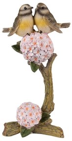 Velikonoční dekorace sýkorky na větvičce s květy – 10x6x19 cm