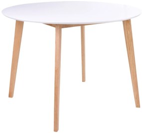 OnaDnes -20% Nordic Living Bílý dřevěný kulatý jídelní stůl Vinay 105 cm s přírodní podnoží