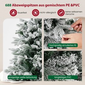 Costway 135 cm umělý vánoční stromek se sněhem a 688 smíšenými větvemi vánoční