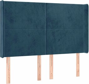 Box spring postel s matrací a LED tmavě modrá 140x190 cm samet 3139443