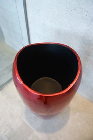 Květináč DELUXE, sklolaminát, výška 81 cm, červeno-černý lesk