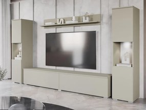 Obývací stěna Bamisio XL, Barva: kašmírová béžová, Osvětlení: osvětlení LED - bílé