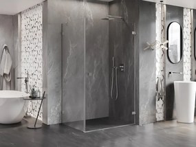 Mexen Lunar-B pravostranný výklopný sprchový kout 75 x 70 cm, čiré sklo, broušená ocel, 832-075-070-97-00-P