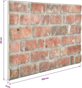 Nástěnné panely 10 ks 100 x 50 cm Červená EPS pěna 332921