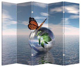 Paraván - Motýl na skleněné kouli (210x170 cm)