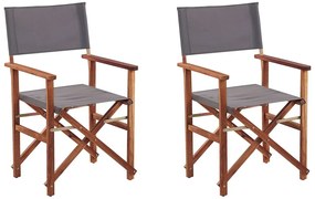 Sada 2 židlí z akátového tmavého dřeva šedá CINE Beliani