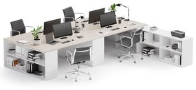PLAN Kancelářský psací stůl s úložným prostorem BLOCK B05, bílá/dub přírodní