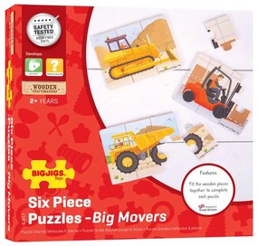 Bigjigs Toys Puzzle 3v1 Stavební stroje