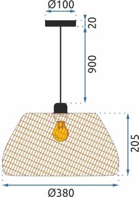 Toolight - stropní svítidlo z přírodního bambusu E27 60W APP886-1CP, hnědá, OSW-05246
