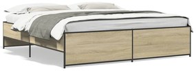 Rám postele dub sonoma 200 x 200 cm kompozitní dřevo a kov