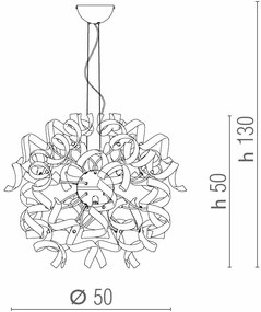 Metal Lux 206.155.01 Astro Crystal, designové závěsné svítidlo v průměru 50cm, 6x40W, čiré sklo, chrom
