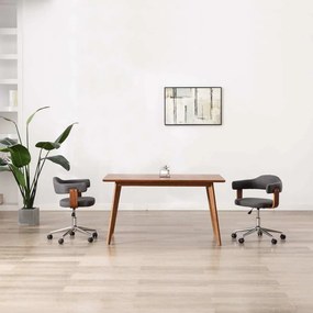 vidaXL Otočná jídelní židle ohýbané dřevo a umělá kůže [287420] Barva: Šedá