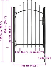 Zahradní brána Woerden ocel 1x1,5 m Černá 143060