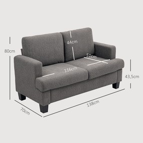 HOMCOM 2-místná pohovka 120 cm s odnímatelnými polštáři na opěradle, čalounění z chenillu pro obývací pokoj, ložnici, kancelář, tmavě šedá