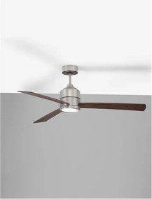 NV 9952345 Stropní ventilátor AXEL nerez hliník a listy z teakového dřeva a ořechu - NOVA LUCE