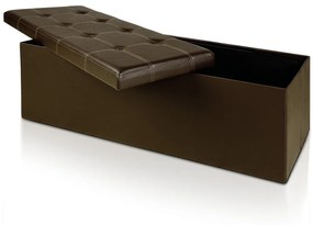 Casaria Skládací sedací truhlice s odklápěcím krytem, hnědá - 115 x 38 x 38 cm