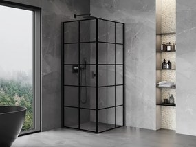 Mexen Mist-B, 1-křídlý ​​výklopný sprchový kout levý 80 x 80 cm, černá mřížka, černý - 8A2T-080-080-70-77-L