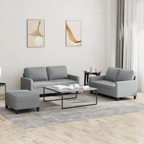 3dílná sedací souprava s poduškami světle šedá textil 3201452