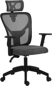 Vinsetto ergonomická a nastavitelná kancelářská židle s bederní opěrkou a opěrkou hlavy, 66x61x106-116 cm, tmavě šedá