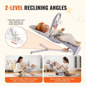 Baby Bouncer Skládací židle Bouncer pro děti 0-9 měsíců s hrazdičkou