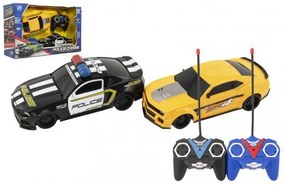 Teddies Auto RC 2ks policejní honička plast žluté 18cm na dálkové ovládání