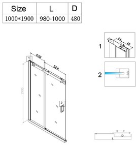BPS-koupelny Posuvné sprchové dveře HYD-PD03B 100 zlaté/transparent pro instalaci do niky - bez vaničky